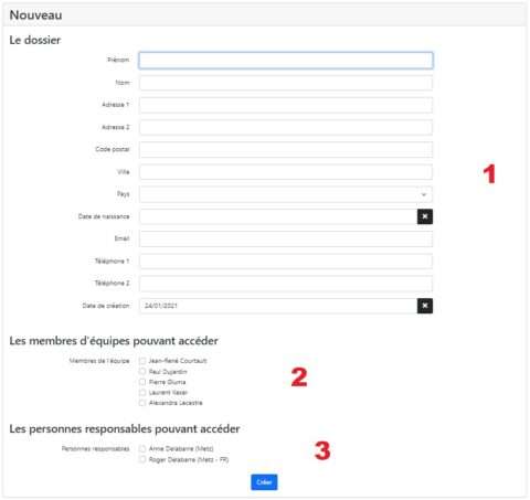 Créer un dossier - Behavior Analysis Technology